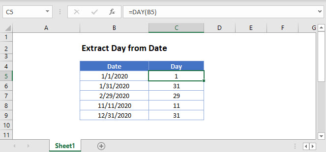 Extract Day from Date – Excel & Google Sheets - Auto VBA Extract Day from Date – Excel & Google Sheets - Auto VBA