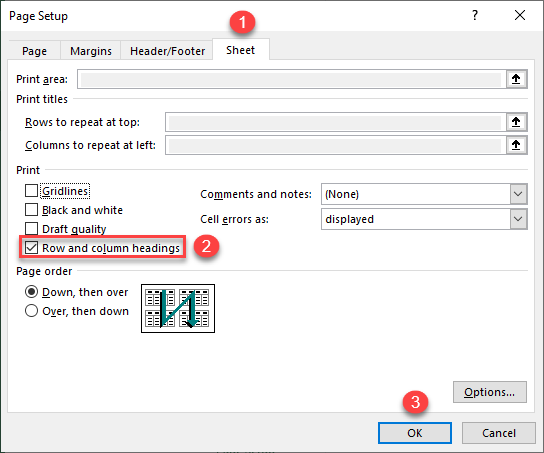 How To Print Row Numbers Column Headings In Excel Auto Vba